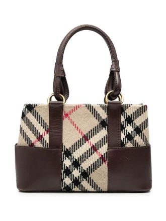 Burberry 2000-2017 Supernova Check Tote Bag aus Wolle - Braun