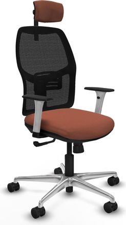 Piqueras y Crespo Alfera Schreibtischstuhl mit R&uuml;ckenlehne, mit wei&szlig;en und schwarzen Armlehnen, h&ouml;henverstellbare Lendenwirbelst&uuml;tze, Schwarz/Braun