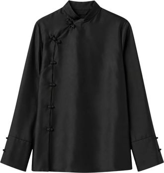 R&oacute;he Pankou-Verschluss Seidentop - - Blouses & Shirts - Damen - Schwarzk - S