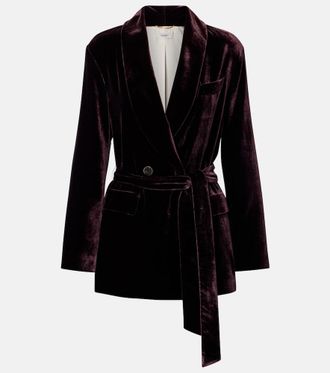 Agnona Blazer en velours &agrave; ceinture