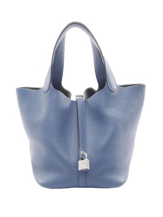 Herm&egrave;s 2016 Taurillon Clemence Picotin Lock MM Handtasche - Blau