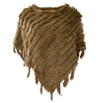 Glamexx24 Poncho Cape en Fausse Fourrure Ladies Vest Poncho Manteau pour Femme Lautomne Hiver Chaud