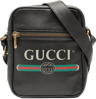Gucci Hobo Bags - Grained Calfskin Logo Crossbody - Gr. unisize - in Schwarz - für Damen