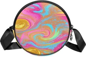 Generic Petit sac &agrave; bandouli&egrave;re rond pour femme, sac &agrave; bandouli&egrave;re avec fermeture &eacute;clair, bretelles r&eacute;glables, style d&eacute;contract&eacute;, pour femmes et filles