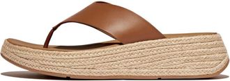 FitFlop Womens F-Mode Espadrille Leather Flatform T/Post Sandals, Deep Tan, 43 EU