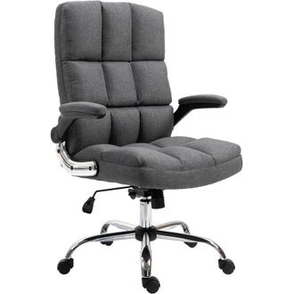 Hhg Chaise de bureau 489, chaise de bureau pivotante, r&eacute;glable en hauteur, tissu/textile gris-fonc&eacute;