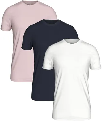 Calvin Klein Underwear T-Shirt S/S CREW NECK 3PK, Herren, Gr. L (52), horizon pink w shoreline emb, shorel, Jersey, Obermaterial: 100% Baumwolle, CALVIN KLEIN UNDERWEAR, Bas