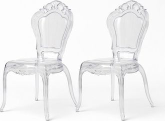 Biscottini International Set mit 2 St&uuml;hlen aus transparentem Polycarbonat, K&uuml;chenstuhl, Wohnzimmer, 53 x 50 x 97,5 cm, Barocksessel, Esszimmer, Schlafzimmer, Sessel aus Kunsts