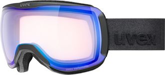 Uvex downhill 2100 V - stylische, selbstt&ouml;nende Skibrille mit Anti-Fog-Beschichtung f&uuml;r Damen und Herren - black matt/blue-clear - one size