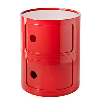 Generic Runder Nachttisch Mit Schubladen, 3-stufiger Beistelltisch Mit Schiebetüren for Schlafzimmer, Wohnzimmer, Badezimmer (rot)(Red,2 Tier)