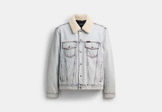Coach Denim Jacke Mit Lammfellkragen