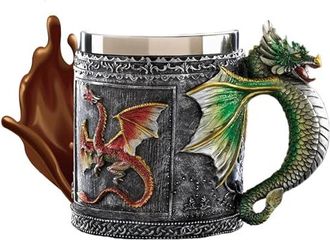 Generic Tasse m&eacute;di&eacute;vale dragon rugissant, 425,2 g, donjons, dragons, chope &agrave; bi&egrave;re, tasse &agrave; boisson, tasse &agrave; eau, r&eacute;cipient &agrave; boire pour caf&eacute;, th&eacute;, vin, tasse