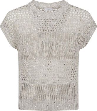 PESERICO Femme, Pulls, Beige, Taille: 34 FR Tricot &agrave; col rond