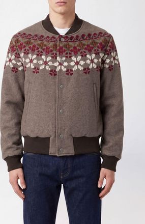 Dries Van Noten Blouson bomber en m&eacute;lange de laine &agrave; motif jacquard abstrait