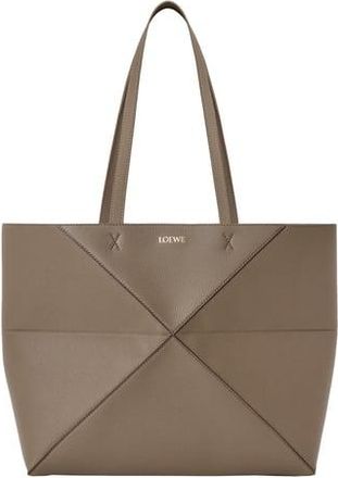 Loewe Puzzle Fold tote horizontal moyen en cuir de veau grain&eacute; souple