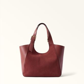 Furla Dora Tote-bag M Toni Marsala Rot Wildleder + Sidney-kalbsleder Damen