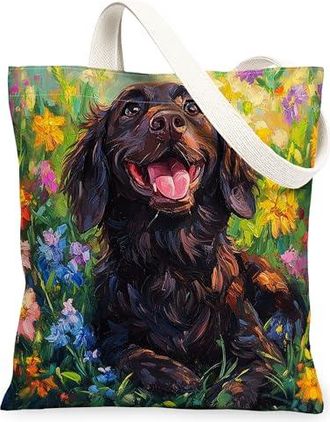 Generic Sac fourre-tout en toile motif &eacute;pagneul de printemps Boykin pour le shopping, 33 x 38 cm, sac d&eacute;picerie r&eacute;utilisable pour femme, animal de compagnie, 