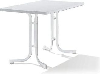 Sieger Sieger 133/W Boulevard-Klapptisch mit mecalit-Pro-Platte 115 x 70 cm, Stahlrohrgestell weiß, Tischplatte Marmordekor weiß