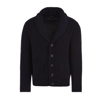 Drumohr Cob Stitch Shawl Cardigan - - Knitwear - Herren - Blau - M