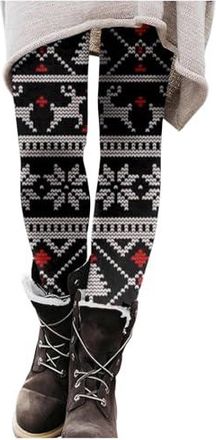 Generic Legging tendance d&eacute;contract&eacute; pour femme Motif No&euml;l, Noir, XXL