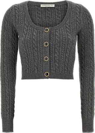 Alessandra Rich Femme, Pulls, Gris, Taille: 34 FR Cropped Wool Cardigan