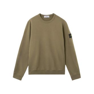 Stone Island Gr&uuml;ner Rundhalsausschnitt-Sweatshirt aus geb&uuml;rstetem Baumwollfleece - - Sweatshirts & Hoodies - Herren - Gr&uuml;n - 3XL
