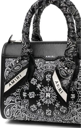 Amiri Bandana-Print Calf Leather Tote Bag - Black