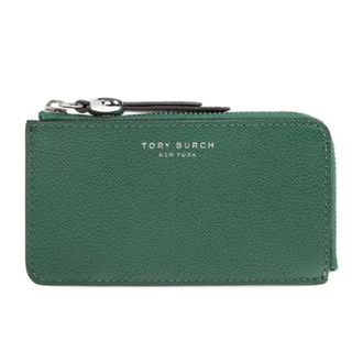 Tory Burch Femme, Accessoires, Vert, Taille: ONE Size Romy Porte-cartes zipp&eacute; en cuir