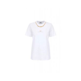 Elisabetta Franchi Logo-bedrucktes T-Shirt - - Tops - Damen - Wei&szlig; - M