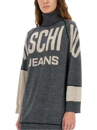 Moschino Virgin Wool Inlaid Dress - Gray