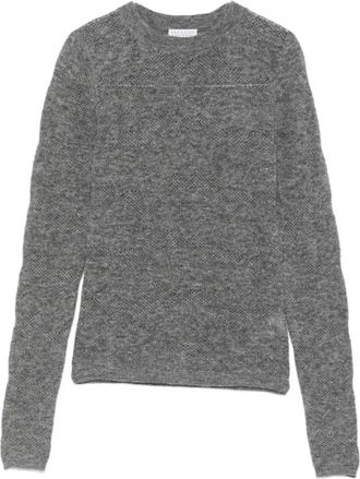 Brunello Cucinelli Open-Knit Rundhals-Pullover - - Knitwear - Damen - Grau - S