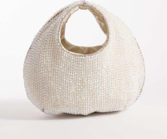 Accessorize Glitzernde Handtasche mit Perlenbesatz in Wei&szlig;