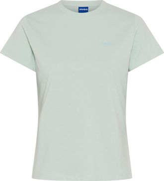 HUGO BOSS T-Shirt HUGO Damatee, Damen, Gr. XXL, wei&szlig; (open gr&uuml;n 381), Single Jersey, Obermaterial: 100% Baumwolle, unifarben, h&uuml;ftlang, Rundhals, abgesteppte Ka