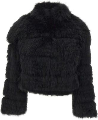Frame Denim Veste en fourrure de renard - Femme - Vestes - Noir - Taille: 42 FR