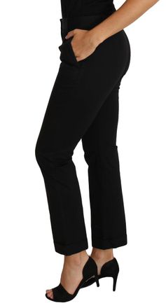 Dolce & Gabbana Womens Black Dress Cropped Straight Pants Cotton