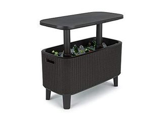 Keter Beistelltisch Bevy Bar mit K&uuml;hlm&ouml;glichkeit f&uuml;r Getr&auml;nke und Snacks, Polypropylen, anthrazit, Ma&szlig;e HxTxB 52-75 x 40,5 x 83,5 cm, h&ouml;henverstellbar, perf