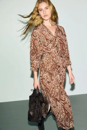 Gerard Darel Robe chemise cintr&eacute;e imprim&eacute;e - CYRA - Caramel