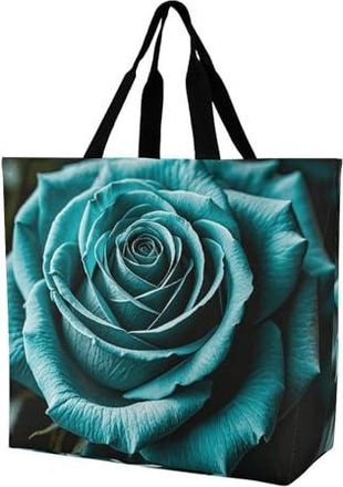 Generic Roses Gris Turquoise Sac &Agrave; Bandouli&egrave;re Grand Tote Bag L&eacute;ger Sac Fourre-Tout Pour Travail Shopping Plage