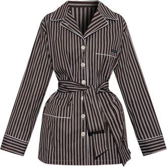 Dolce & Gabbana Femme, Blouses et Chemises, Brun, Taille: 40 FR Striped Poplin Vanity Shirt
