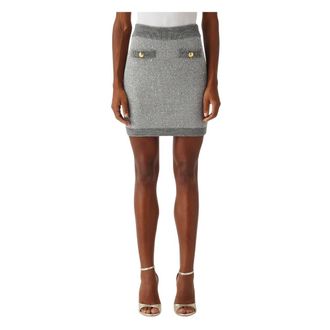 Elisabetta Franchi Femme, Jupes, Gris, Taille: 42 FR Jupe en maille avec sequins
