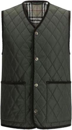 Burberry Homme, Vestes, Vert, Taille: M Gilet matelass&eacute; avec doublure &agrave; carreaux embl&eacute;matiques