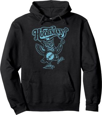Giant Step Design Co. Hootenanny! Funny Banjo Owl Country Bluegrass Cottagecore Pullover Hoodie