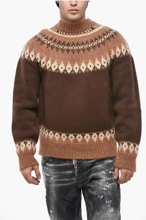 Dsquared2 Patterned Wool Blend Crew-neck Sweater Größe L