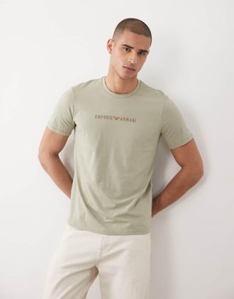 Emporio Armani Bodywear - T-shirt &agrave; logo sur la poitrine - Beige-Neutral
