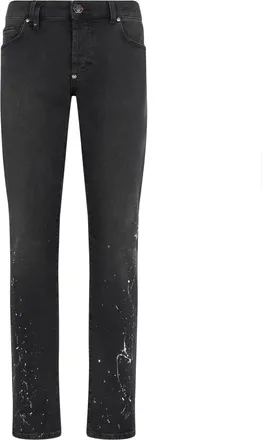 Philipp Plein Super Straight Cut Jeans Paint