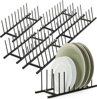 Com-Four 6X Abtropfgestell f&uuml;r Geschirr - Tellerhalter aus Metall - Stabiler Geschirr-Abtropfer - moderner K&uuml;chenorganizer - edler Geschirrtrockner - Topf-Deck