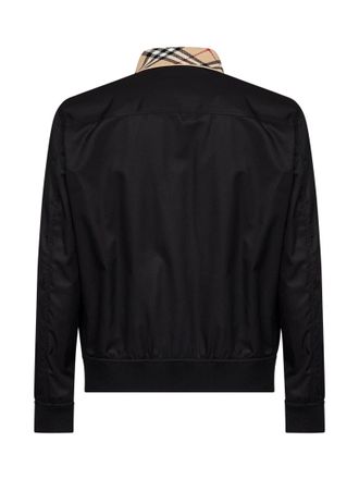 Burberry Mens Harrington Jacket Glenfields Gabardine Black Cotton Bomber