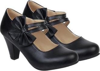 IFUNDOM Chaussures Femme Talons &Eacute;pais &agrave; Noeud Mode Confortable et &Eacute;l&eacute;gante Escarpins &agrave; Bout Ouvert pour Mariage Soir&eacute;e et Usage Quotidien