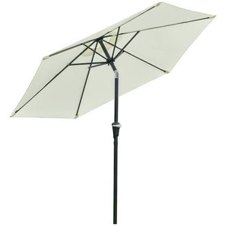 OUTSUNNY Parasol de jardin Parasol droit hexagonal inclinable &Oslash; 2,3 x 2,16H m m&eacute;tal polyester haute densit&eacute; cr&egrave;me