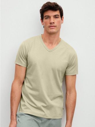 CALIDA Kurzarmshirt RMX Sleep Time off Herren (1-tlg) aus Baumwolle, Single Jersey-Qualit&auml;t, langlebig